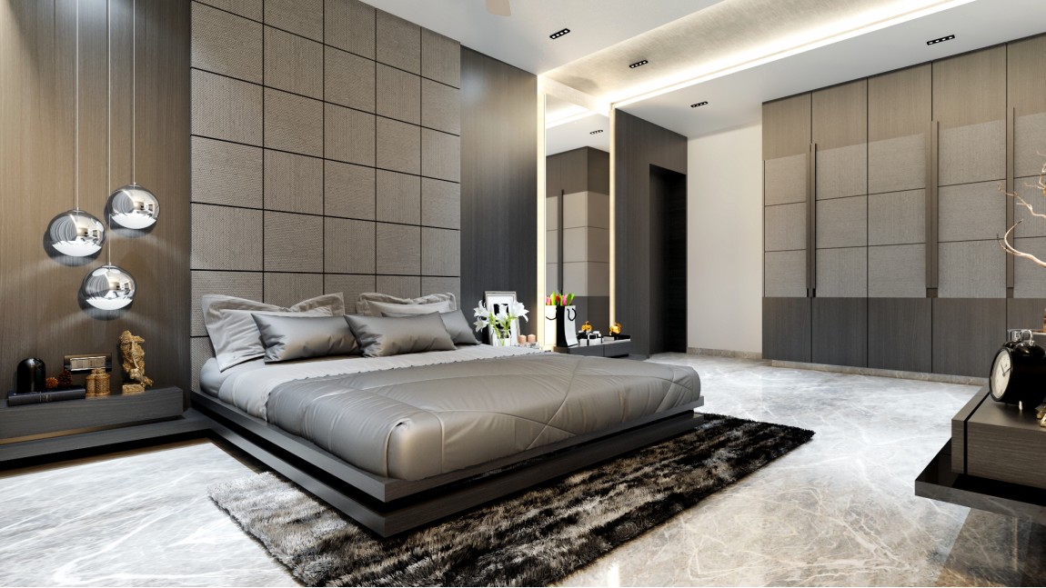 Minimalistic Slate Grey Bedroom