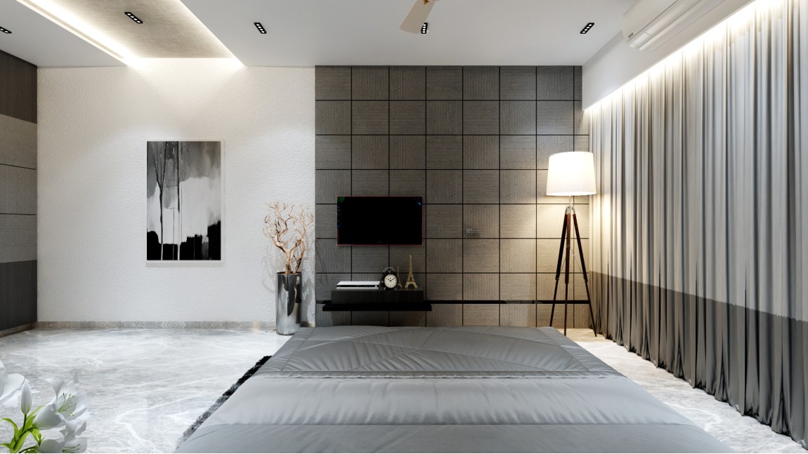 Minimalistic Slate Grey Bedroom
